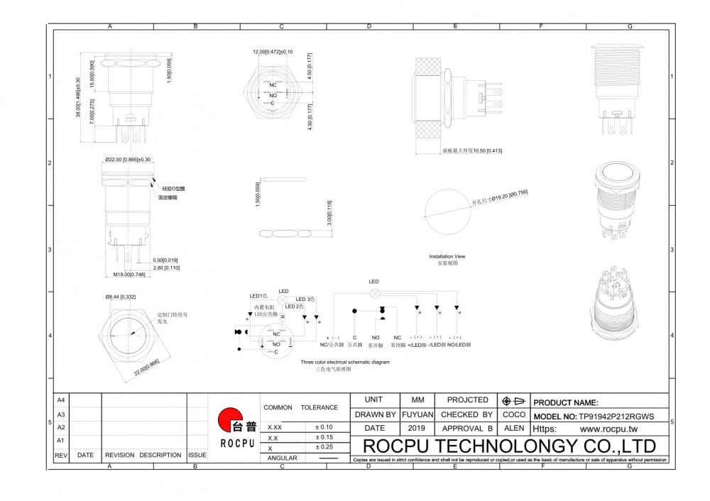 TP91942P212RGWS technical drawing page 1
