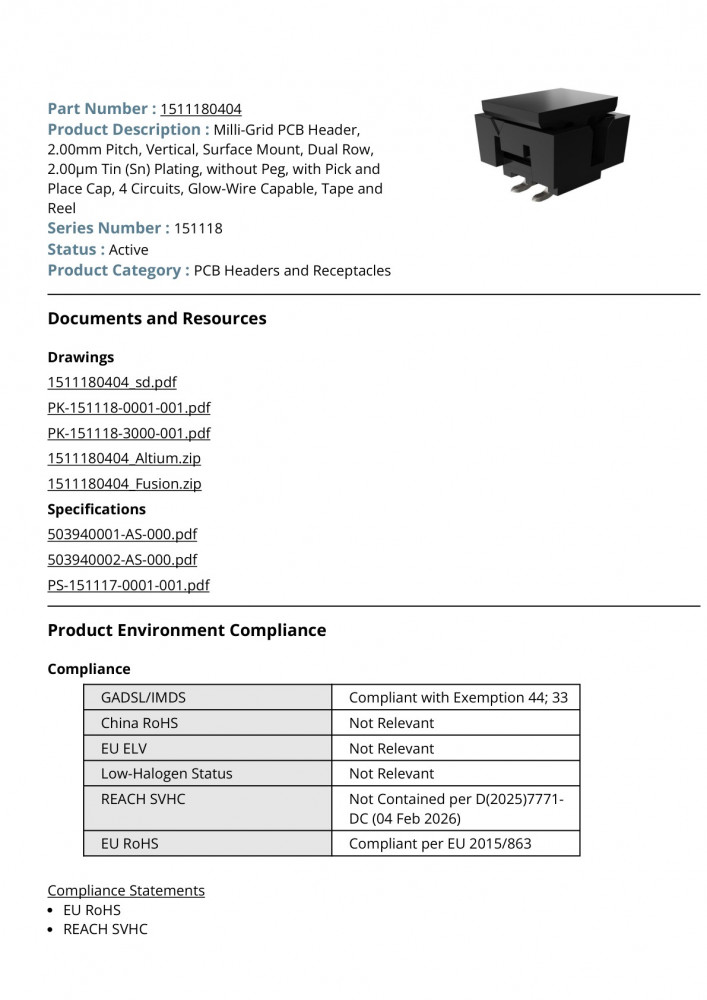 MOLEX product specification page 1