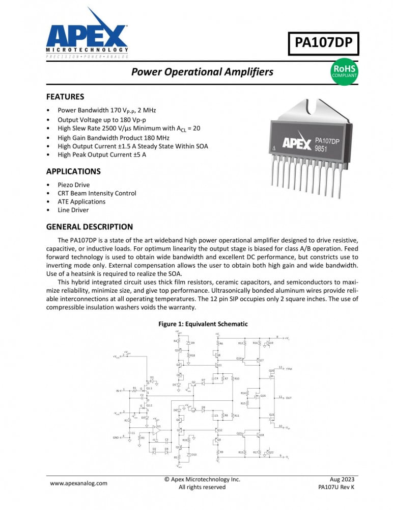 PA107DP datasheet page 1