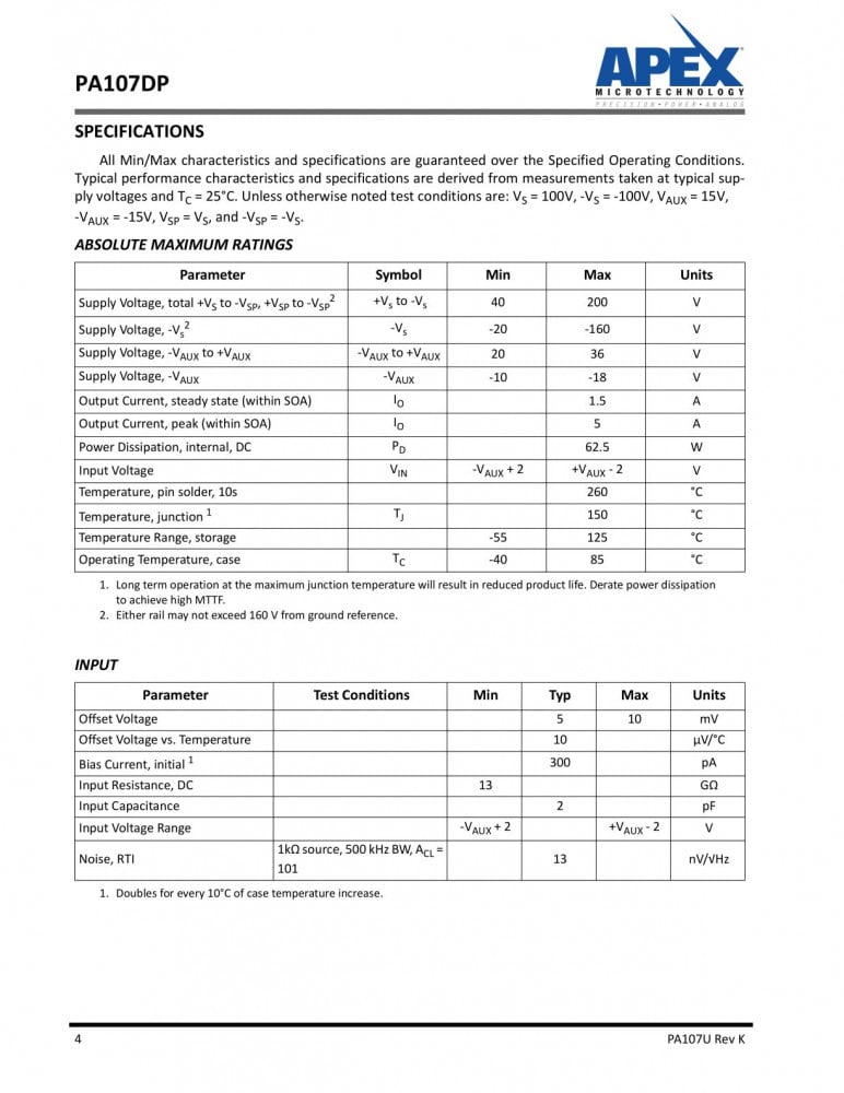 PA107DP datasheet page 4