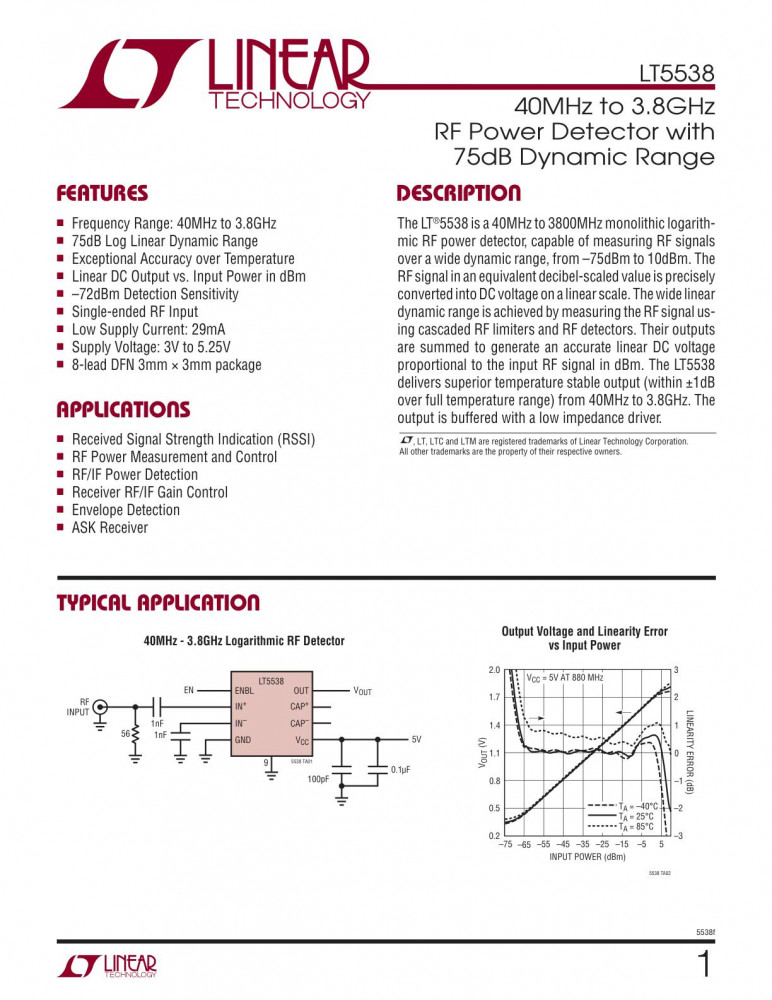 LT5538 technical document page 1