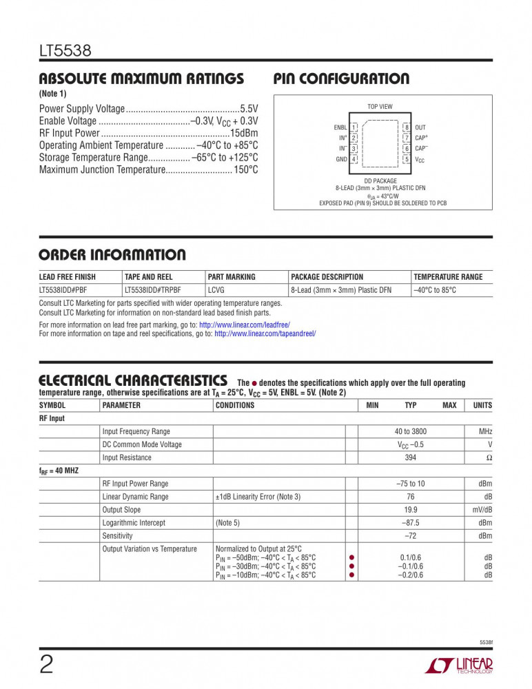 LT5538 technical document page 2