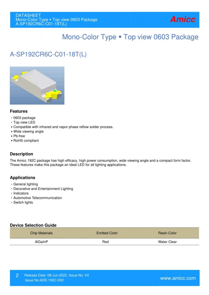 A-SP192CR6C-C01-18T(L) datasheet page 2