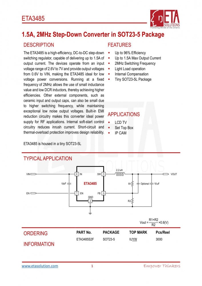 ETA3485S2F datasheet page 1