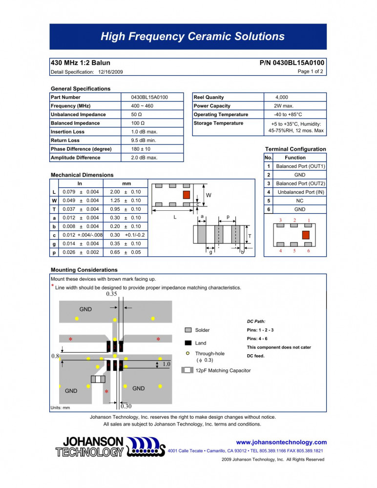 0430BL15A0100001E specification page