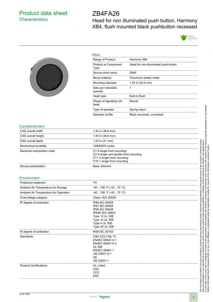 ZB4FA26 technical document page 1
