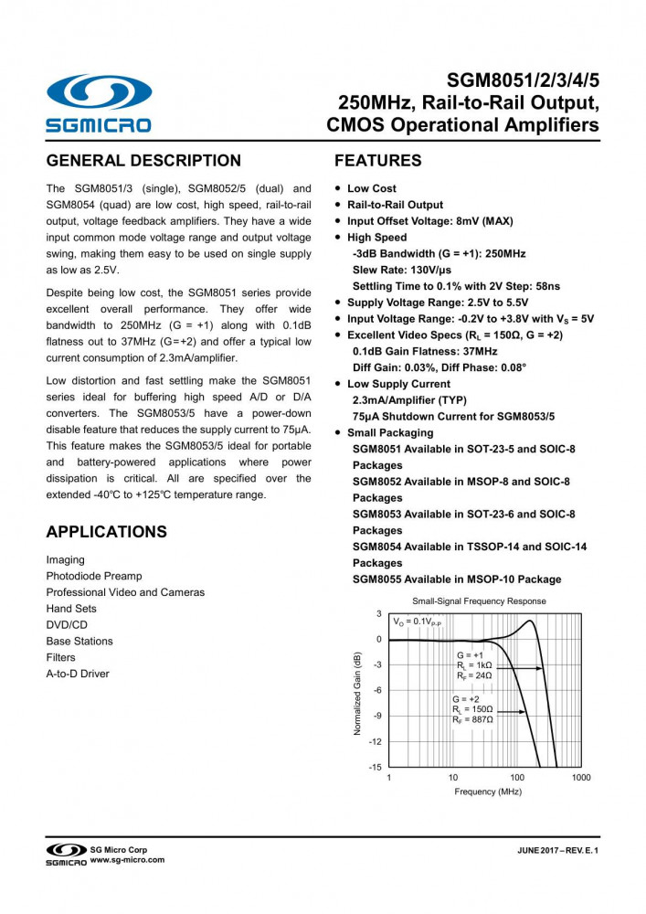 SGM8052XS/TR datasheet page 1