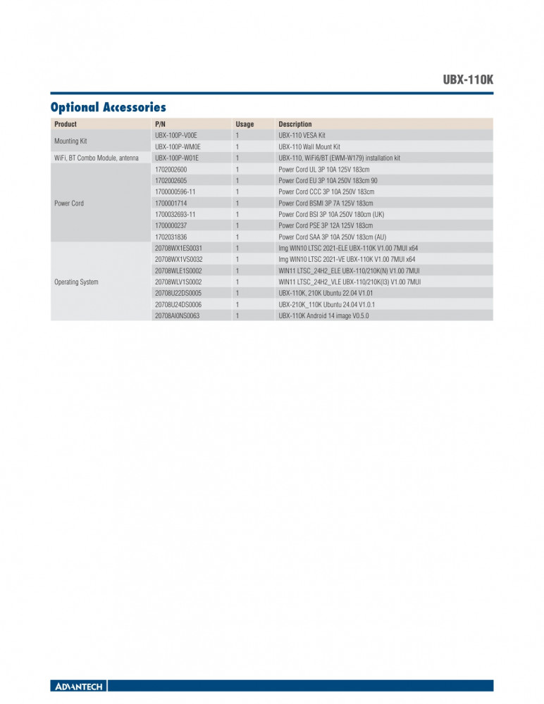 UBX-110K technical document page 3