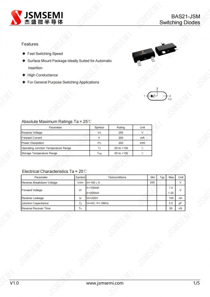 BAS21-JSM datasheet page 1