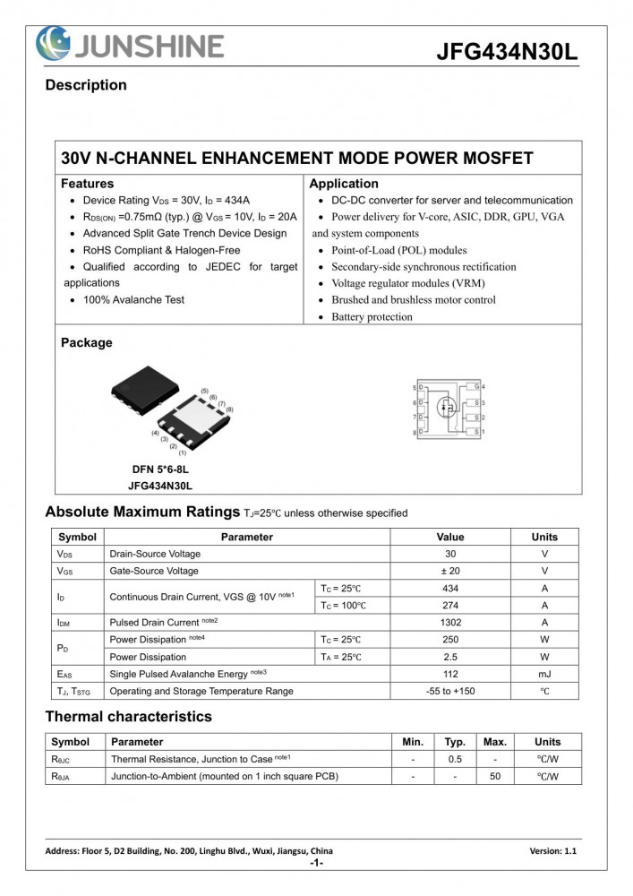 JFG434N30L datasheet page 1