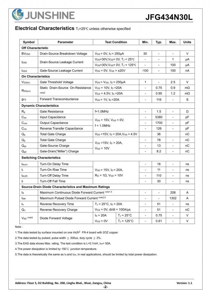 JFG434N30L datasheet page 2