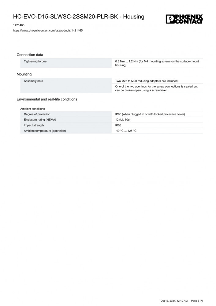 Phoenix Contact 1421465 technical document page 3