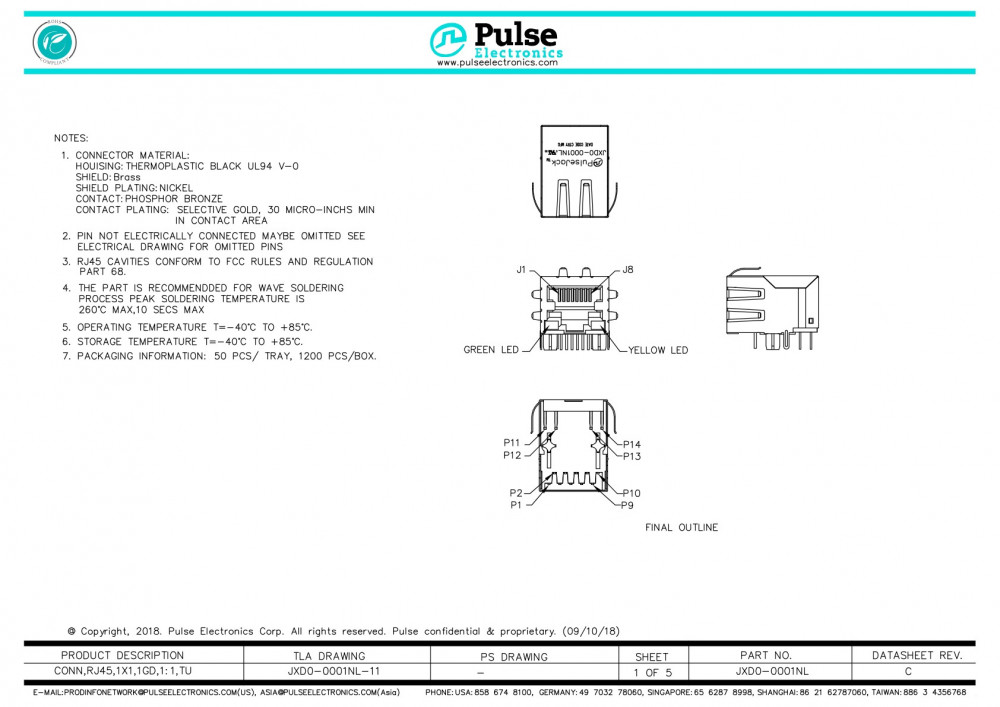 JXD0-0001NL datasheet page 1