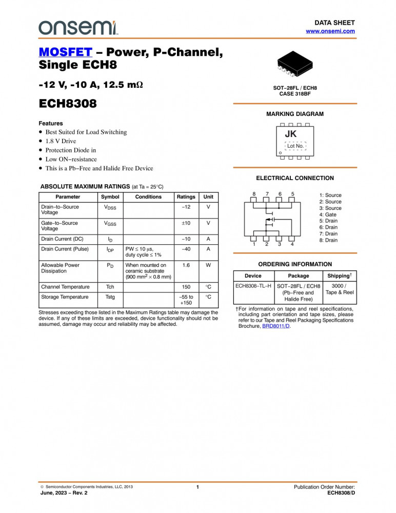 ECH8308 datasheet page 1
