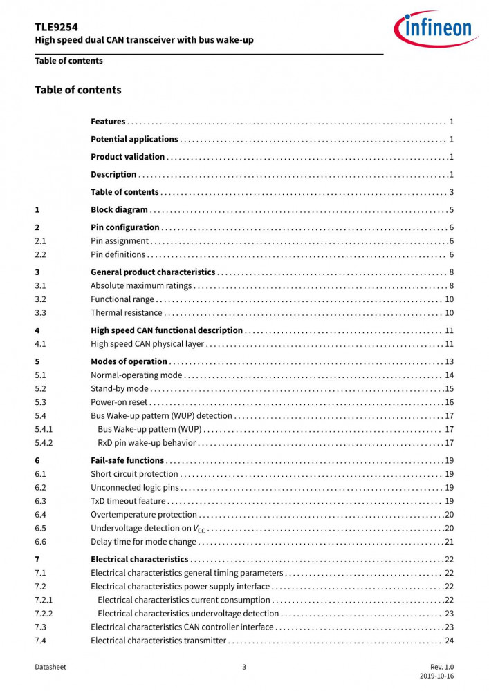 TLE9254 technical document page 3
