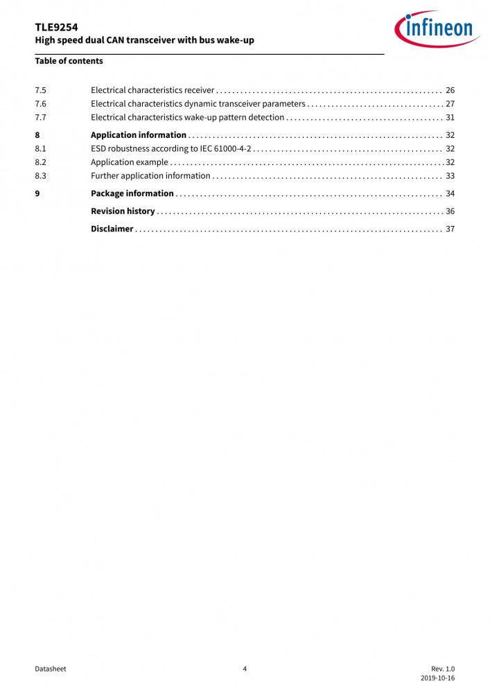 TLE9254 technical document page 4