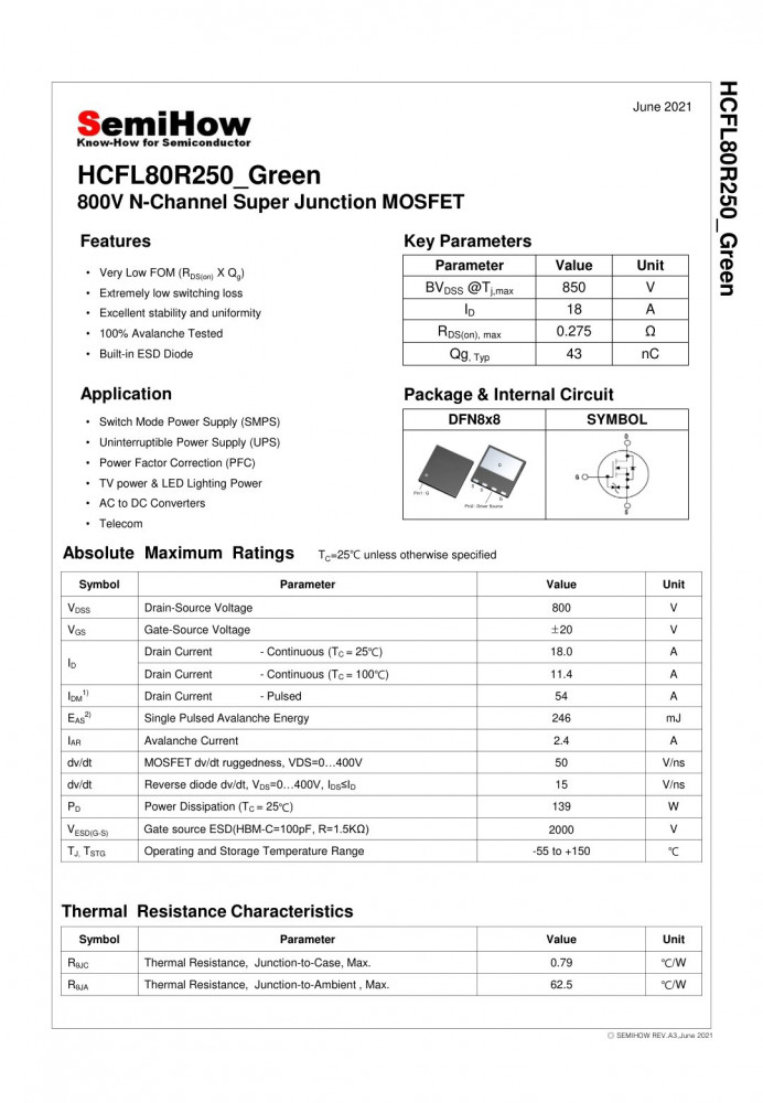 HCFL80R250 datasheet page 1