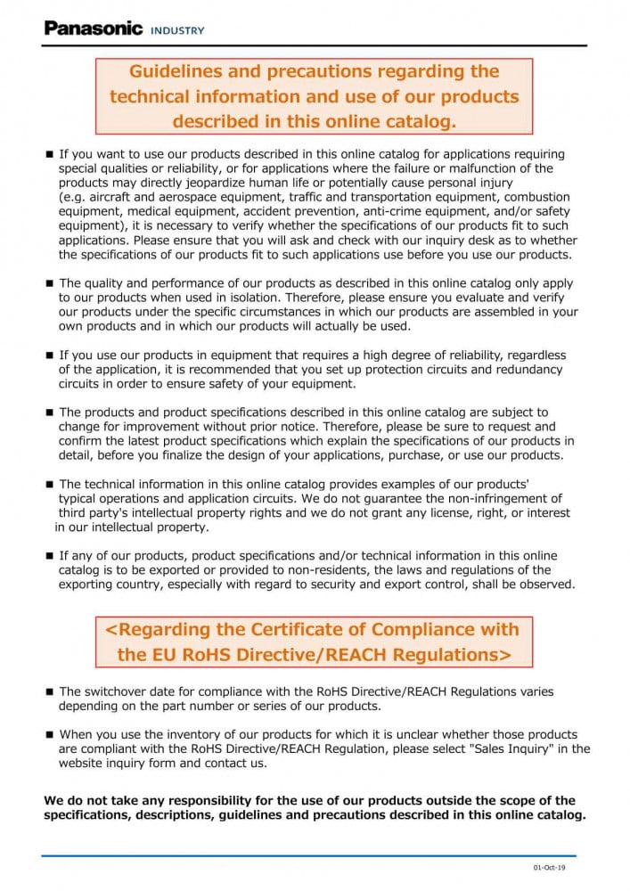 Panasonic TPF series datasheet page 3