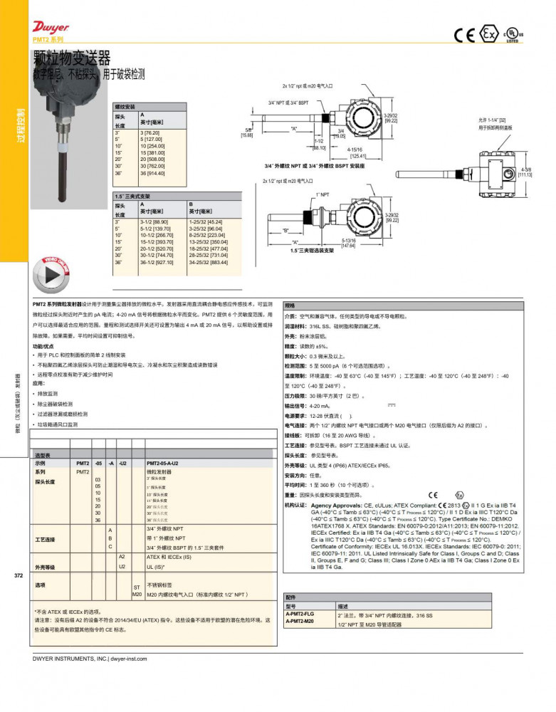 Dwyer PMT2 series technical document preview