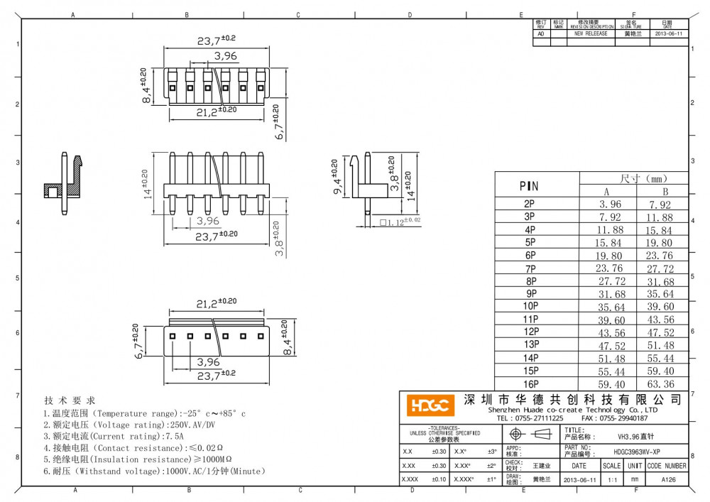 HDGC3963WV-6P technical document preview