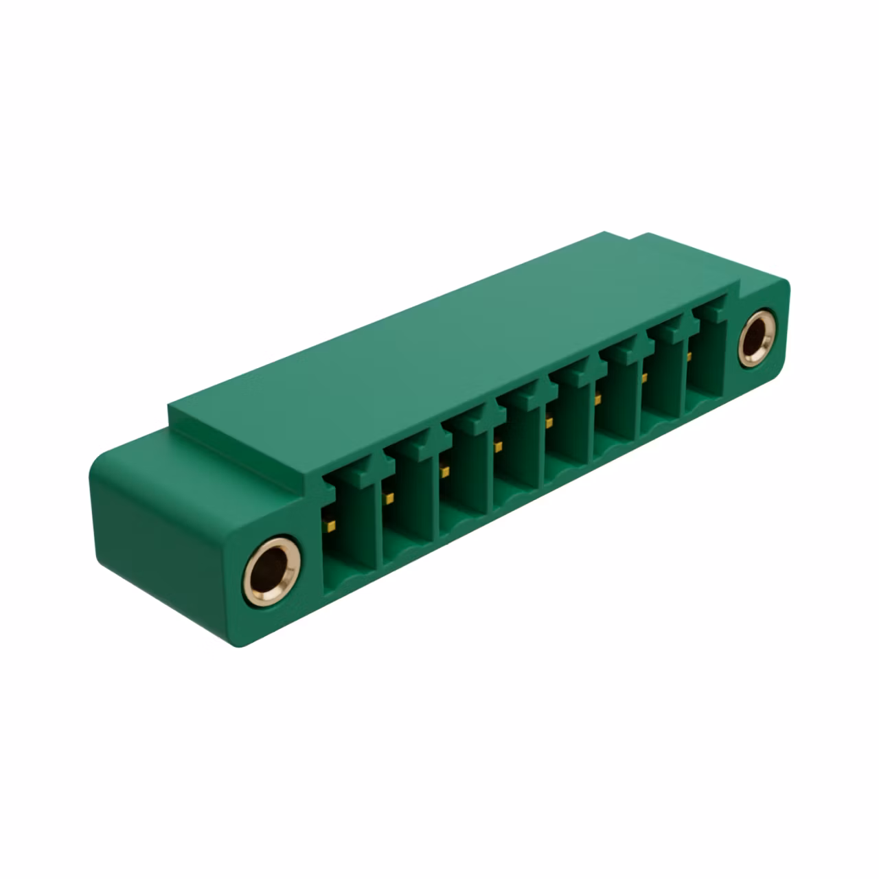 3.50mm Pitch Eurostyle Right-Angle PCB Header, with Threaded Retention Inserts, Green Housing, Gold (Au) Plated, 8 Circuits for sale