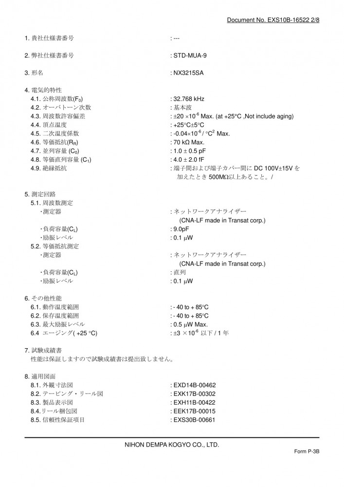 NX3215SA specification page 2