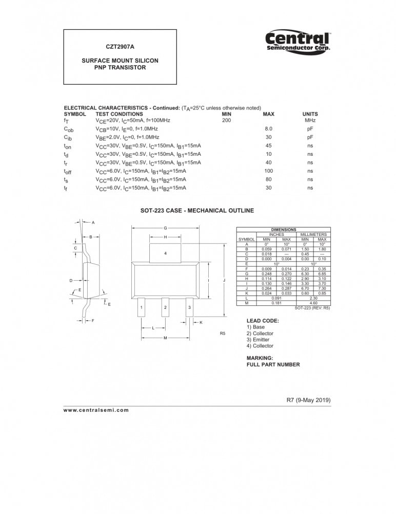 CZT2907A technical datasheet page 2