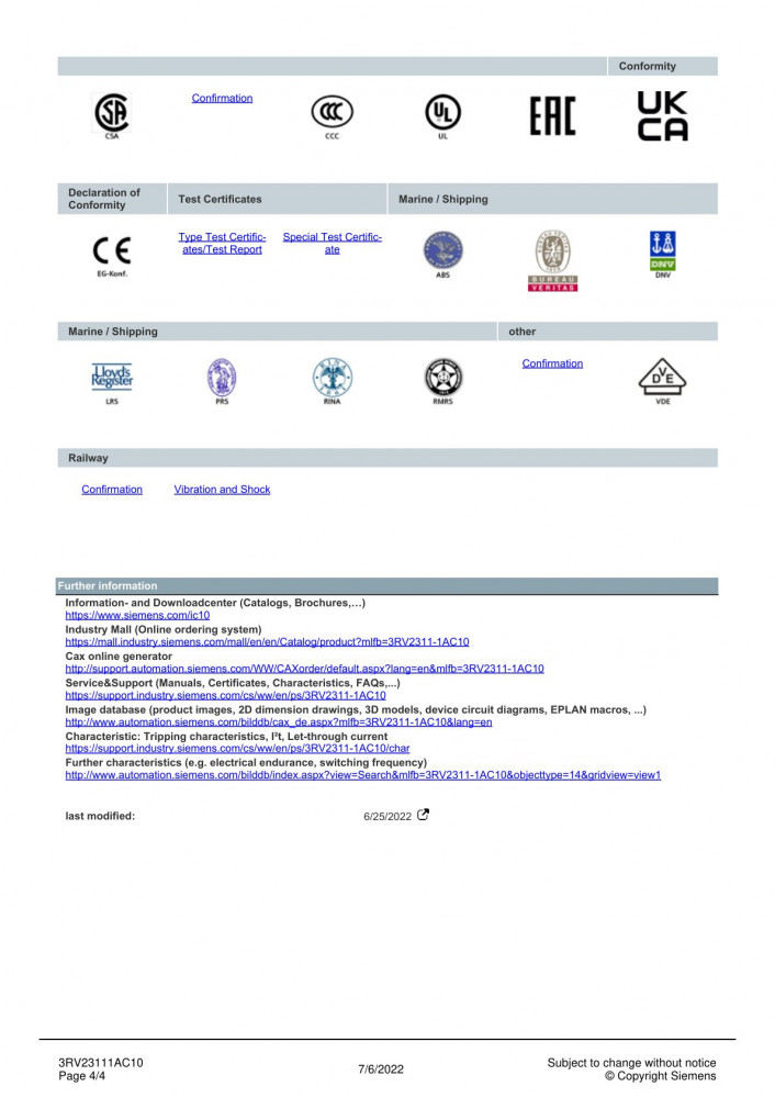 3RV23111AC10 datasheet page 4