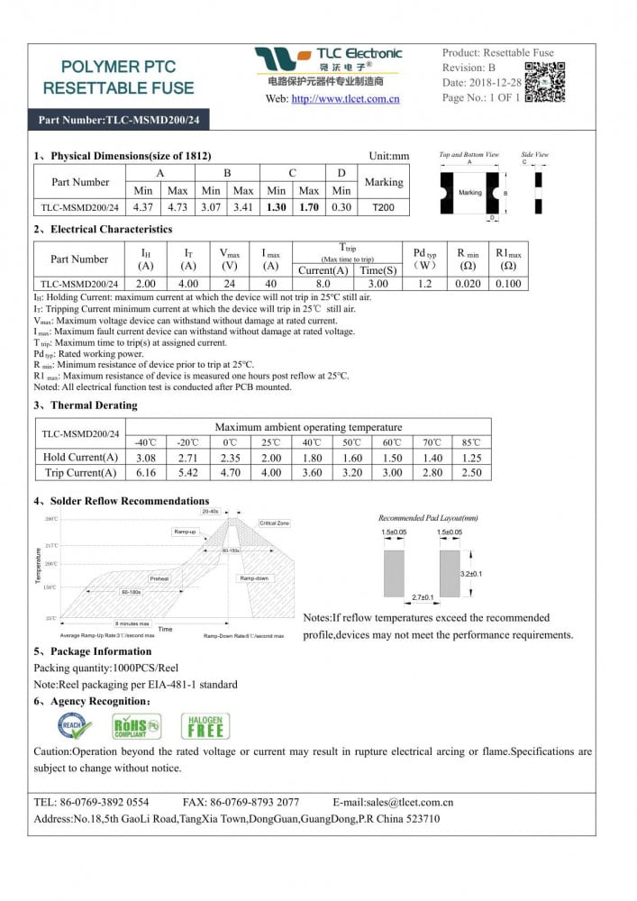 TLC-MSMD200/24 technical datasheet page