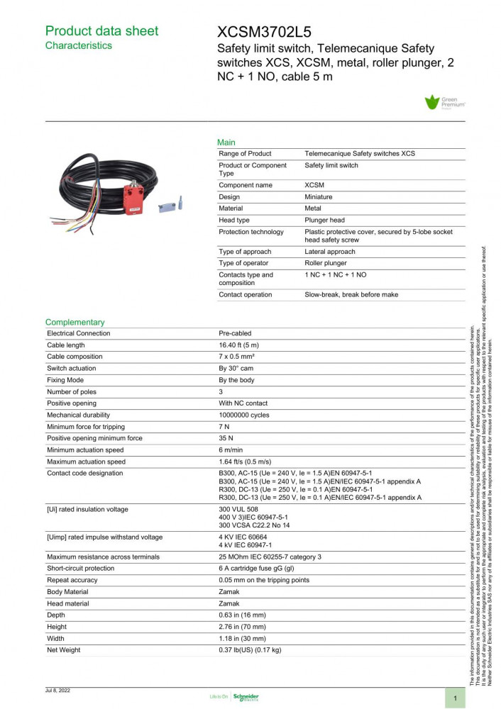 XCSM3702L5 technical document page 1