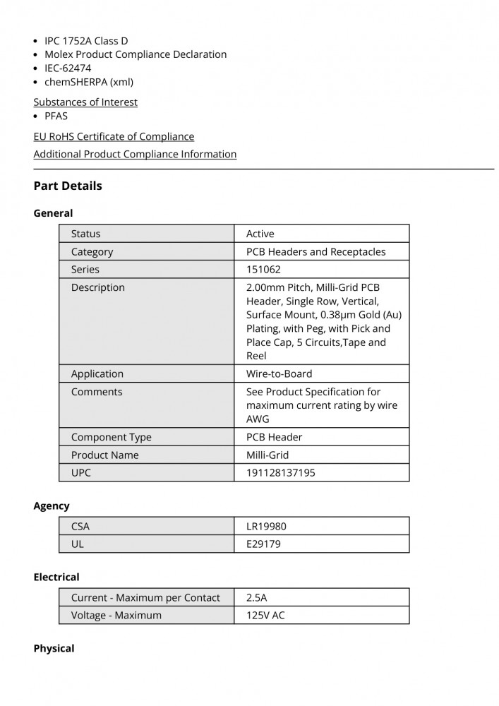 MOLEX Milli-Grid product specification page image 2