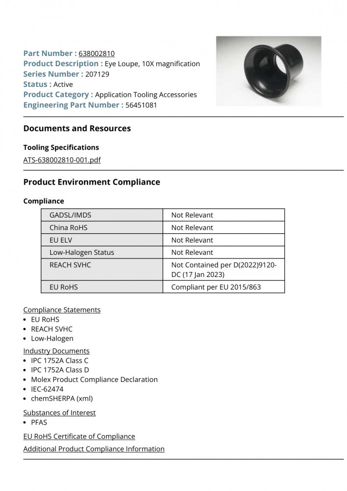 Molex 638002810 document preview, page 1