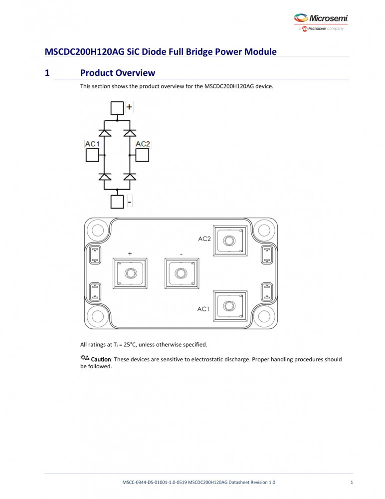 MSCDC200H120AG datasheet page 1