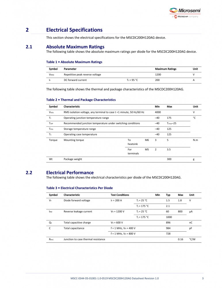 MSCDC200H120AG datasheet page 3
