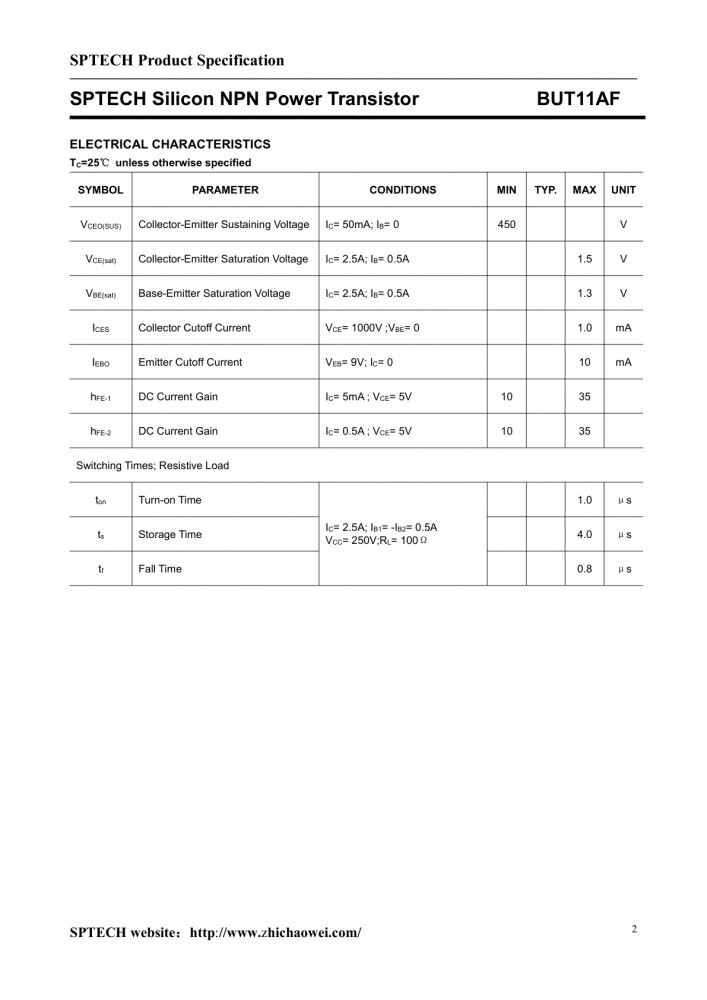 BUT11AF datasheet page 2