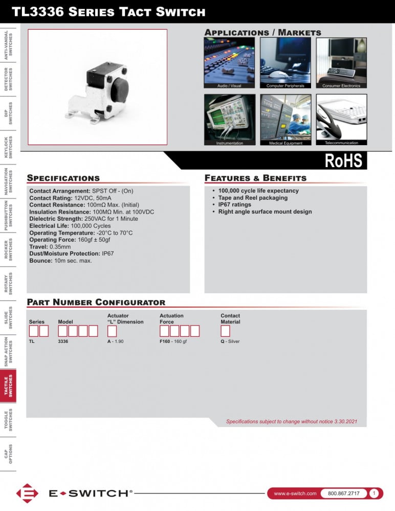 TL3336AF160Q datasheet page 1