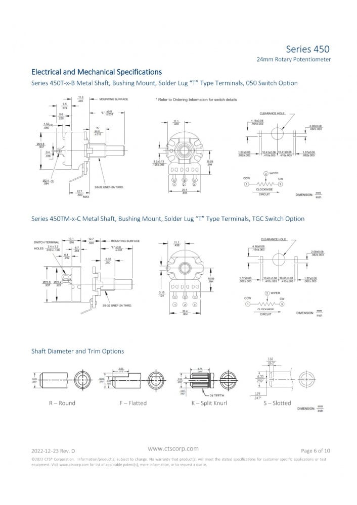 CTS Series 450 datasheet page 6