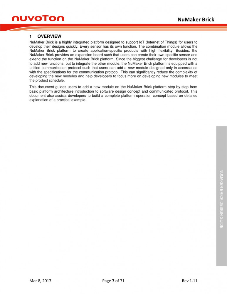 NuMaker Brick Design Guide page 7