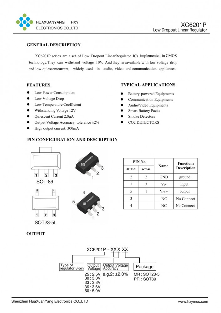 XC6201P series datasheet page 1