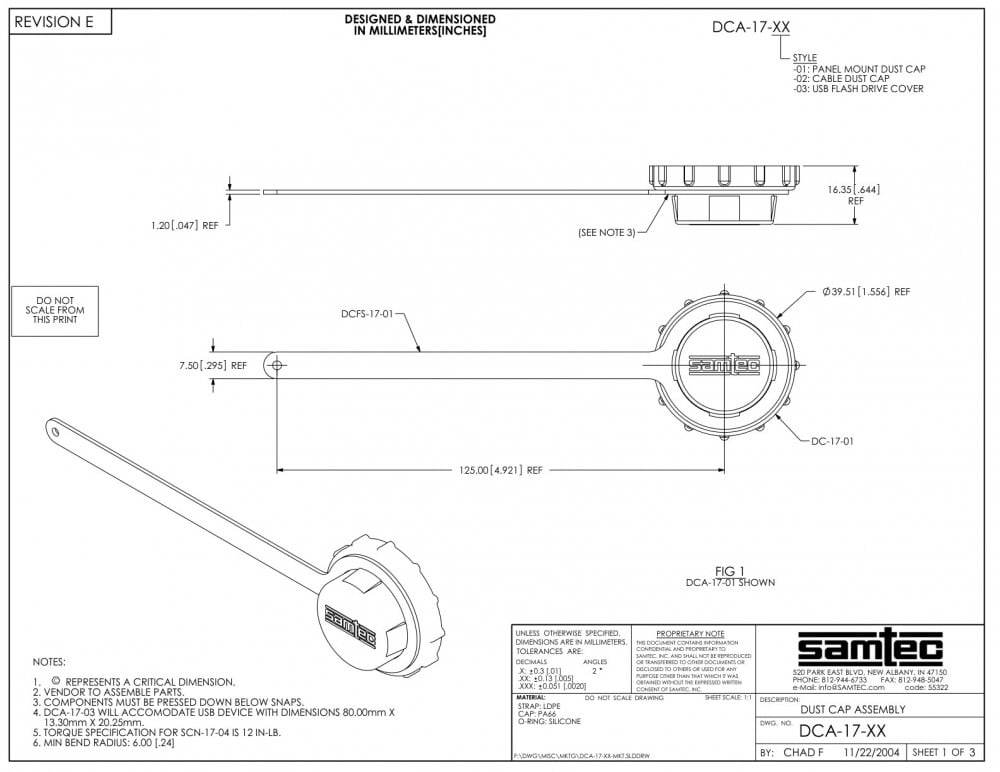 Samtec DCA-17-01 drawing page 1