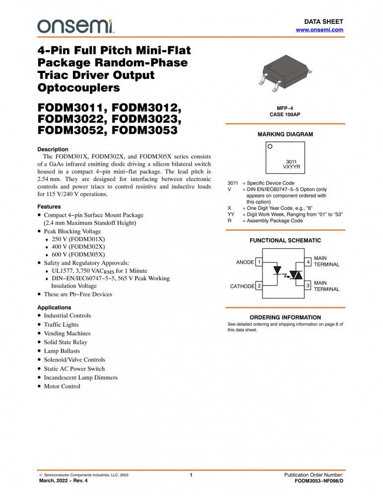 FODM3012 datasheet page 1