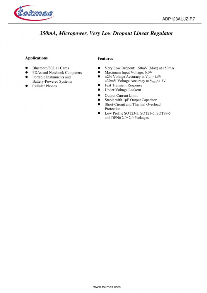 ADP123AUJZ-R7 datasheet page 1