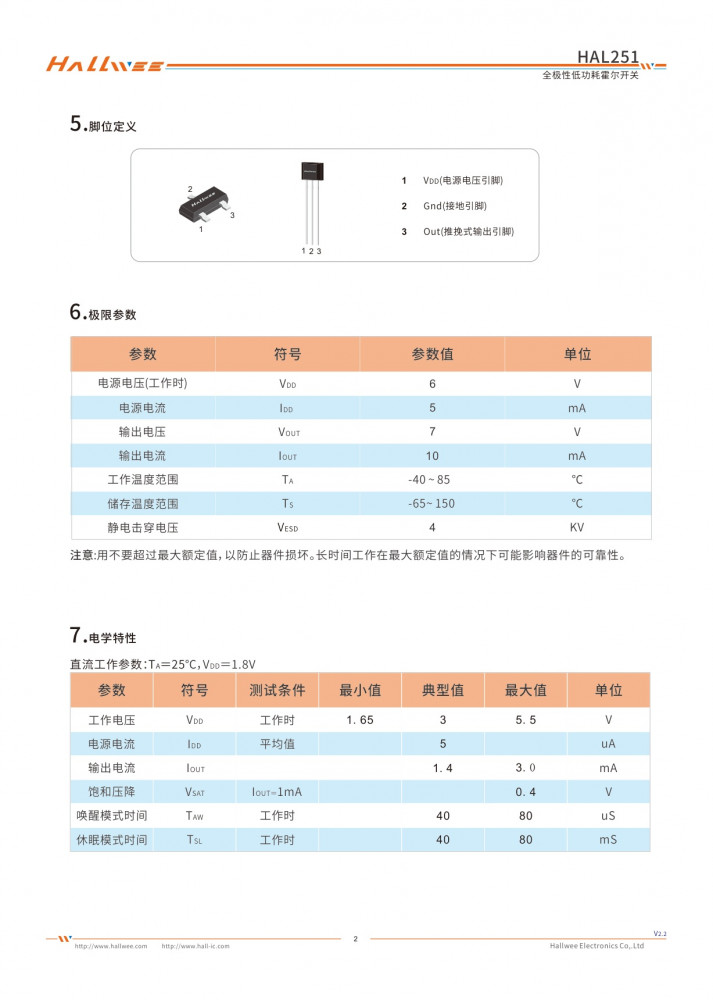 HAL251 technical document page 2