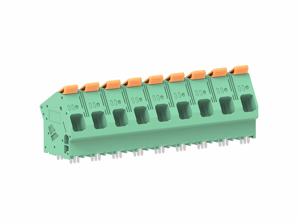 15.00mm Pitch Lever Activated Fixed Mount PCB Terminal Block, 35° Wire Entry, Bussed Terminals, 9 Circuits for sale