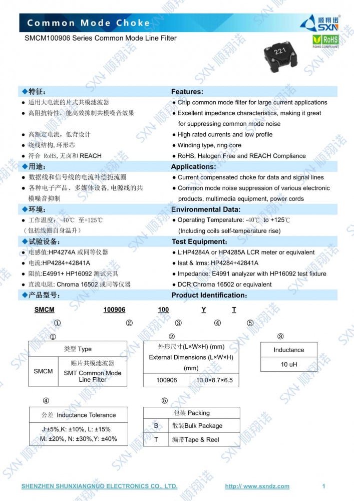 SMCM100906-251 datasheet page 1