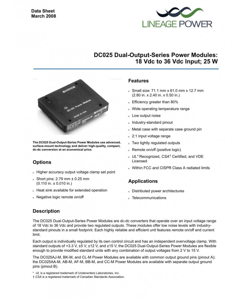 ABB DC025CL-M datasheet page 1