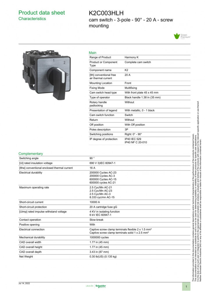 K2C003HLH technical document page 1