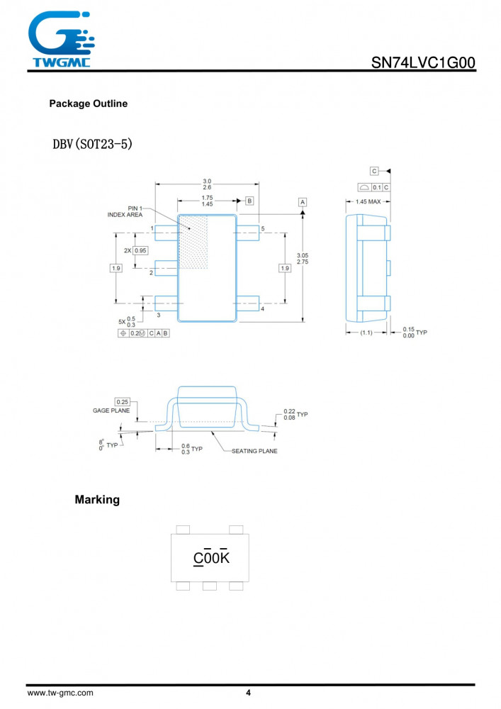 SN74LVC1G00DCKR technical document page 4