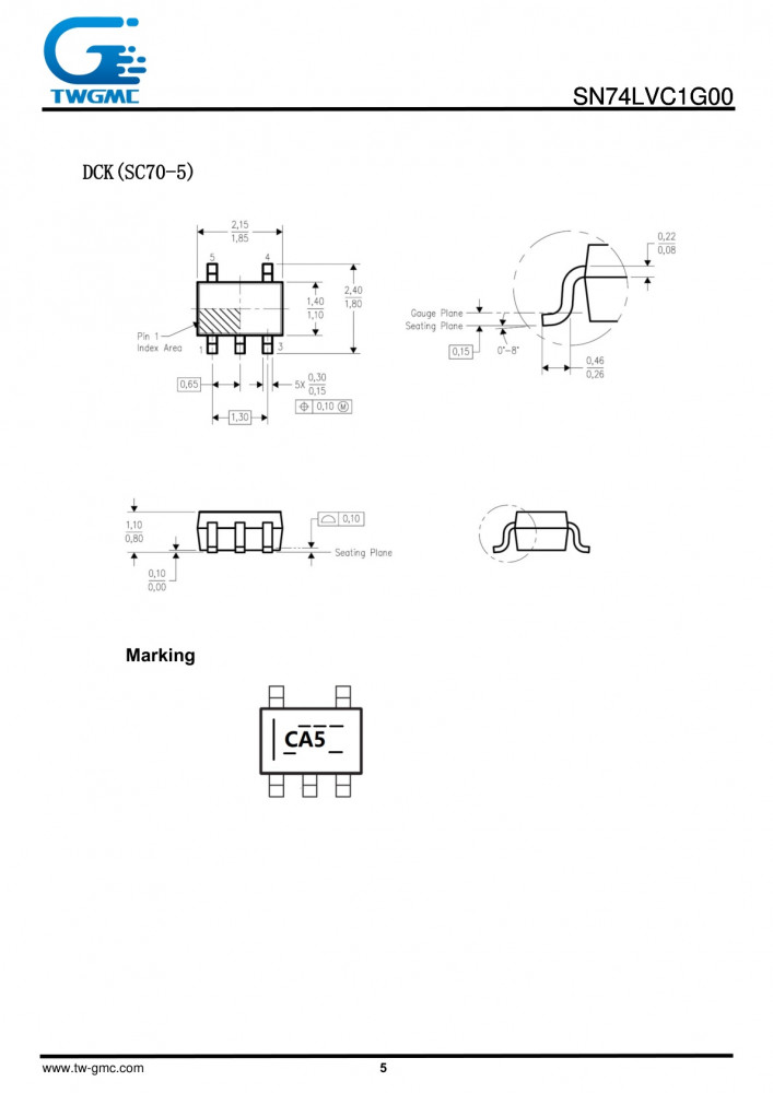 SN74LVC1G00DCKR technical document page 5