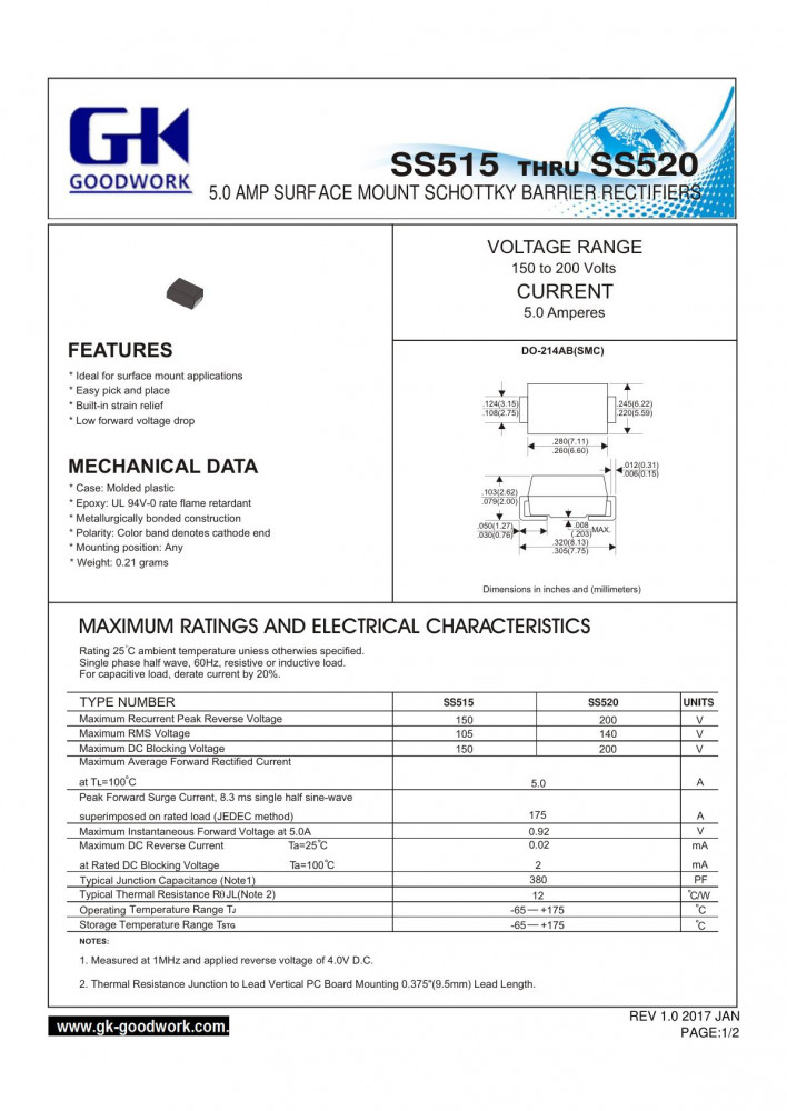 GOODWORK SS520-SMC datasheet page 1